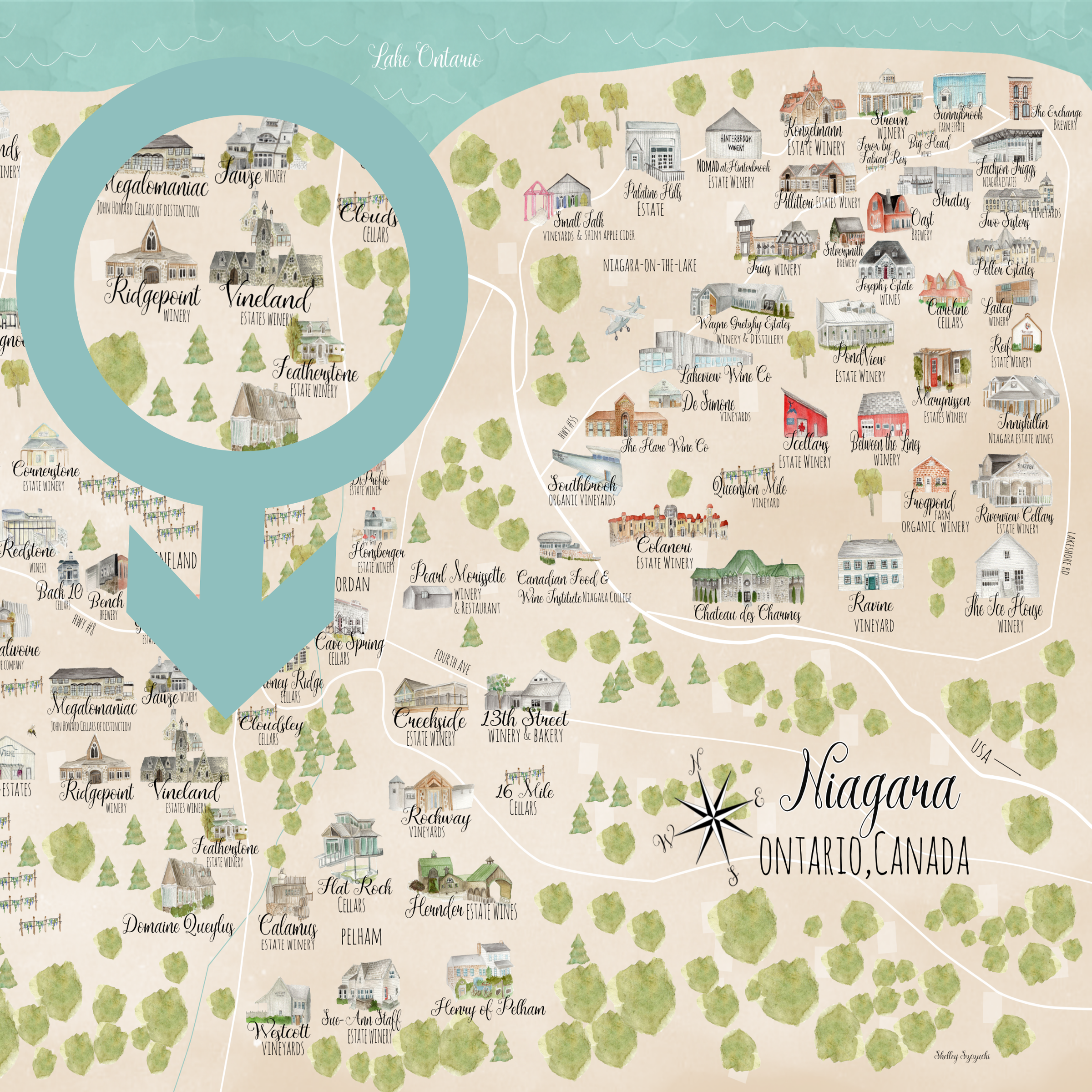 Niagara Winery Map Wineries Of Niagara | Art by Shelley Szczucki The ...