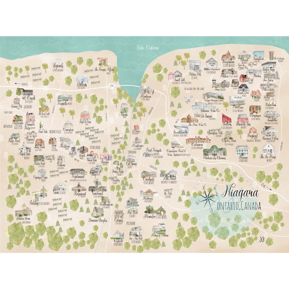 Niagara Winery Map Wineries Of Niagara | Art by Shelley Szczucki The ...