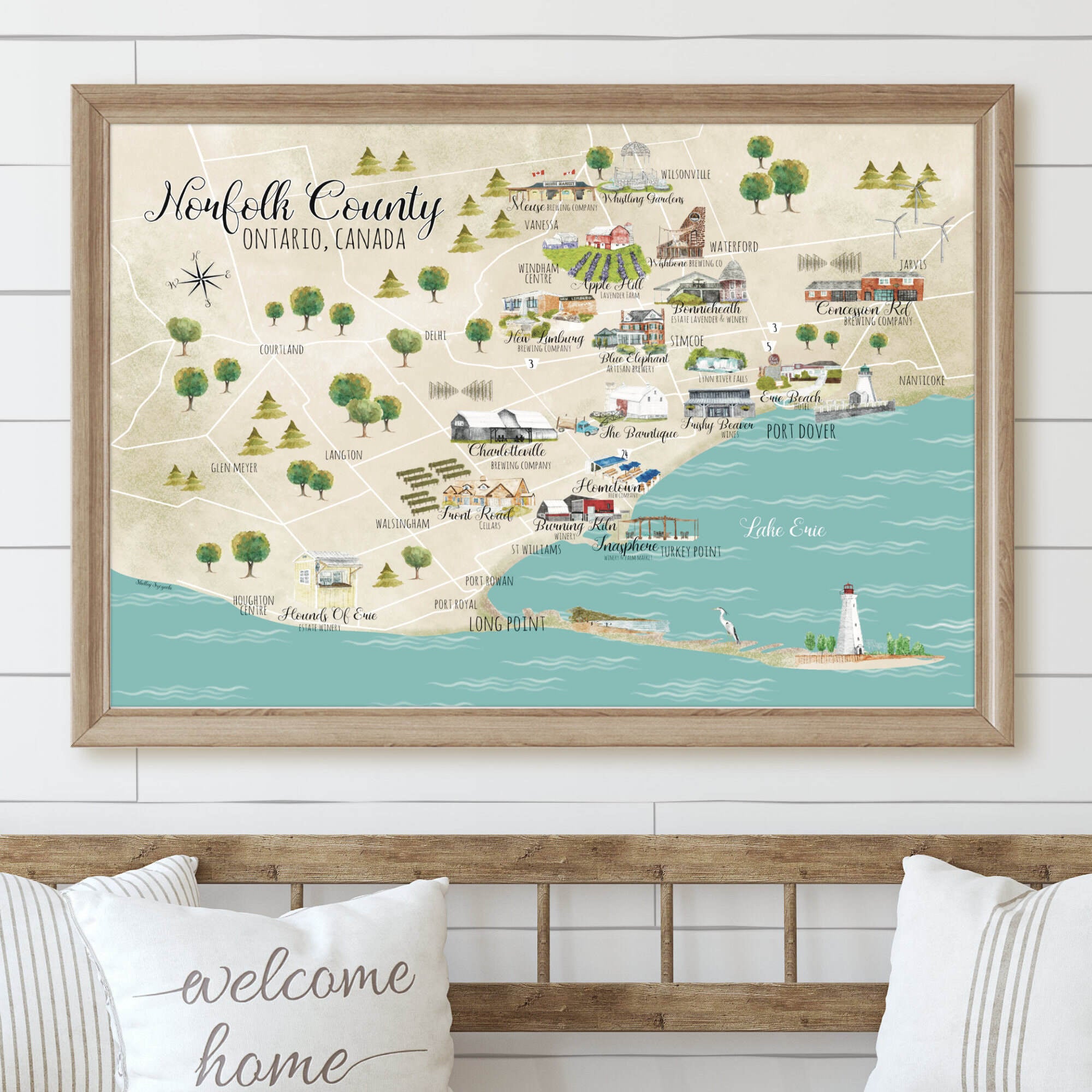 Illustrated Map of Norfolk County, Ontario | Wineries, Beaches ...